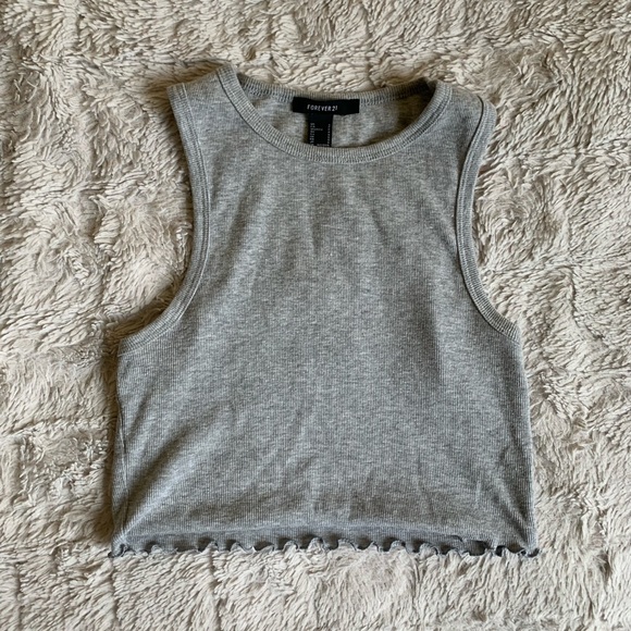 Forever 21 | Tops | High Neck Line Gray Cropped Tank Top | Poshmark